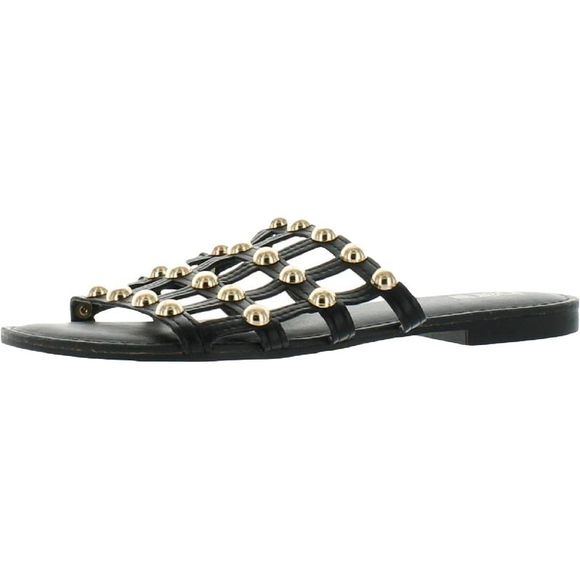 Bar III | Shoes | Bar Iii Womens Black Leather Embellished Summer Slide ...